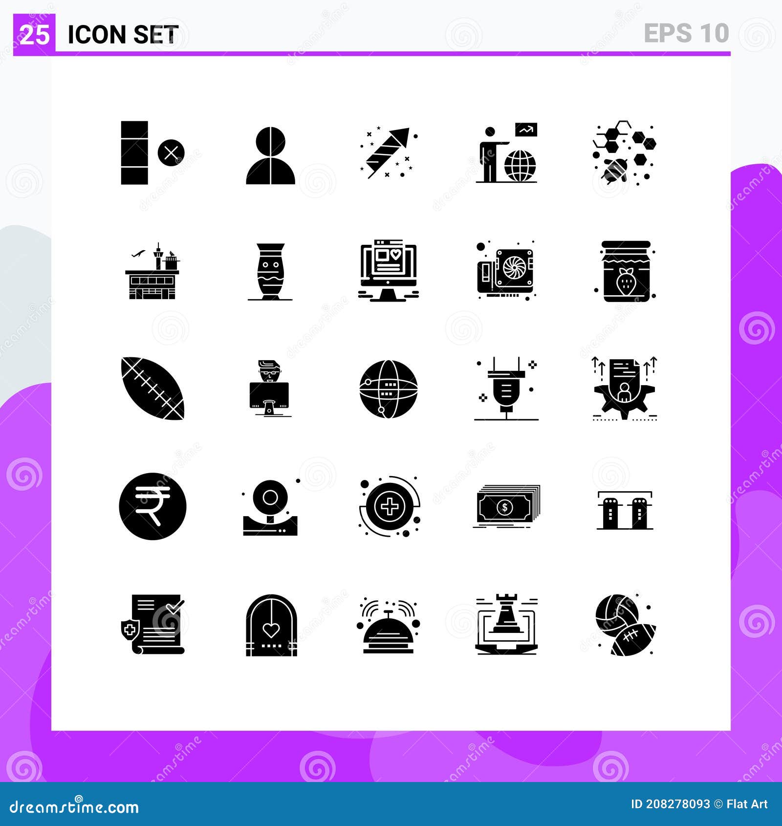 25 Thematic Vector Solid Glyphs and Editable Symbols of Bee Arrow ...