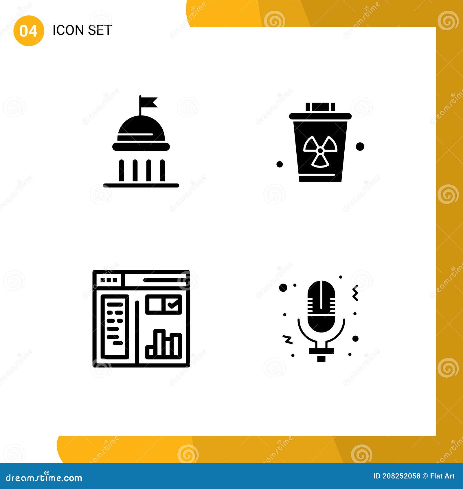 4 Thematic Vector Solid Glyphs and Editable Symbols of Campaign ...