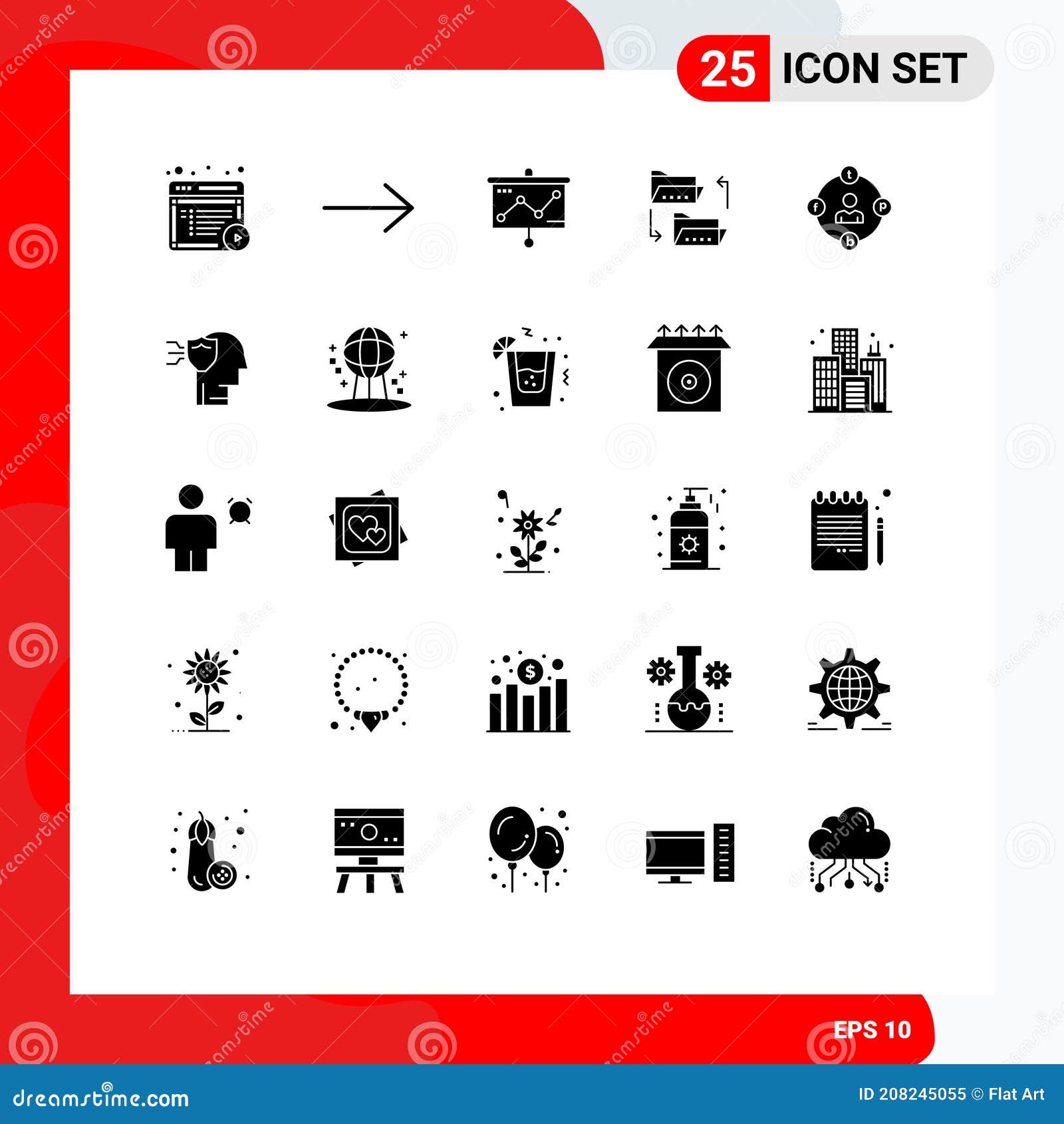 25 Thematic Vector Solid Glyphs and Editable Symbols of Distractions ...