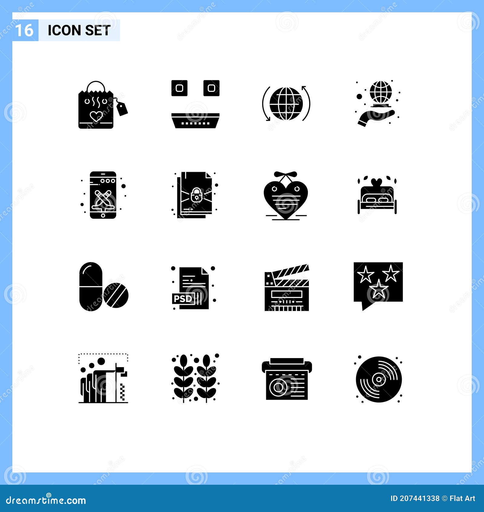 16 Thematic Vector Solid Glyphs and Editable Symbols of Phone ...
