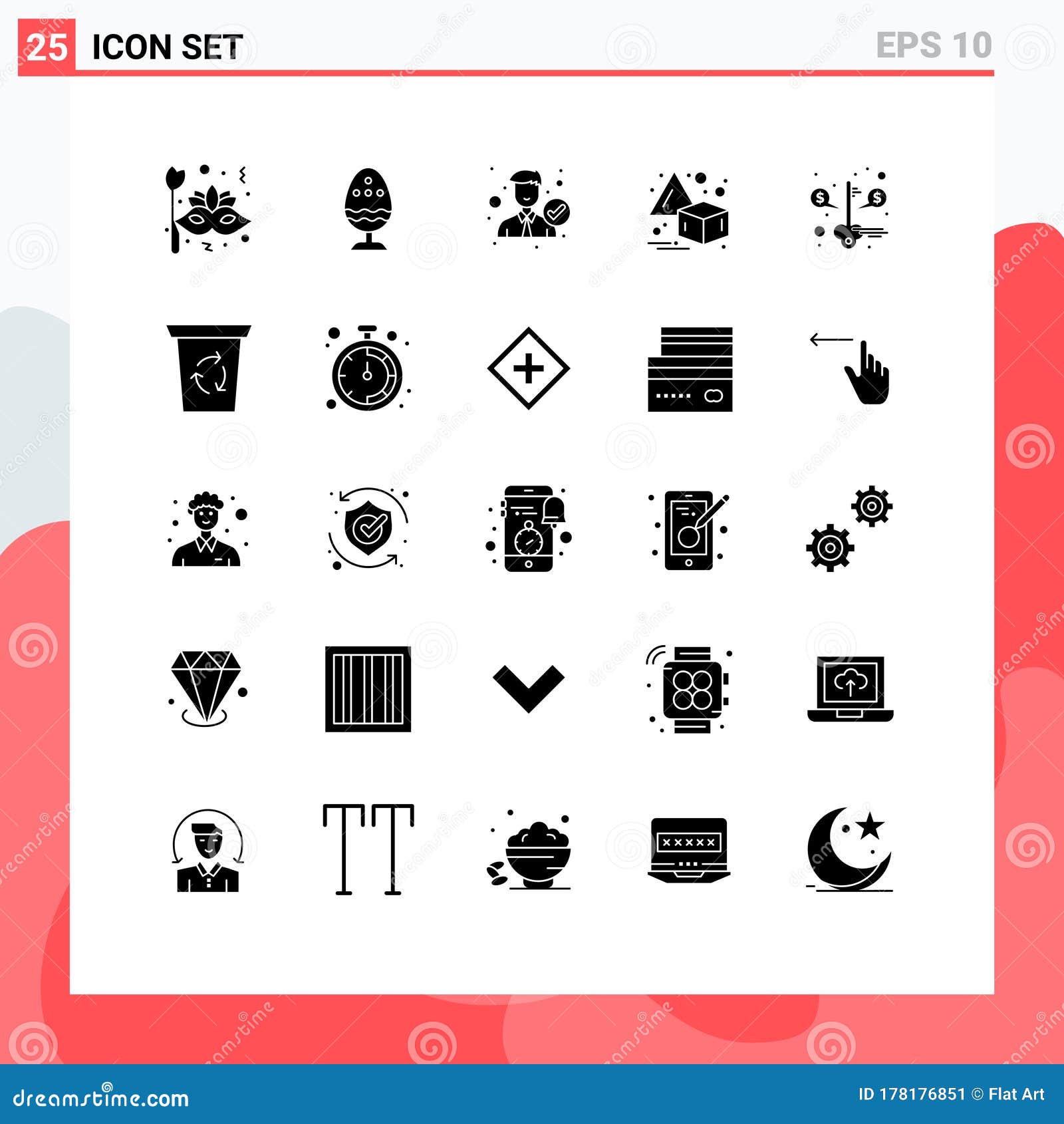 25 Thematic Vector Solid Glyphs and Editable Symbols of Transform, Flip ...