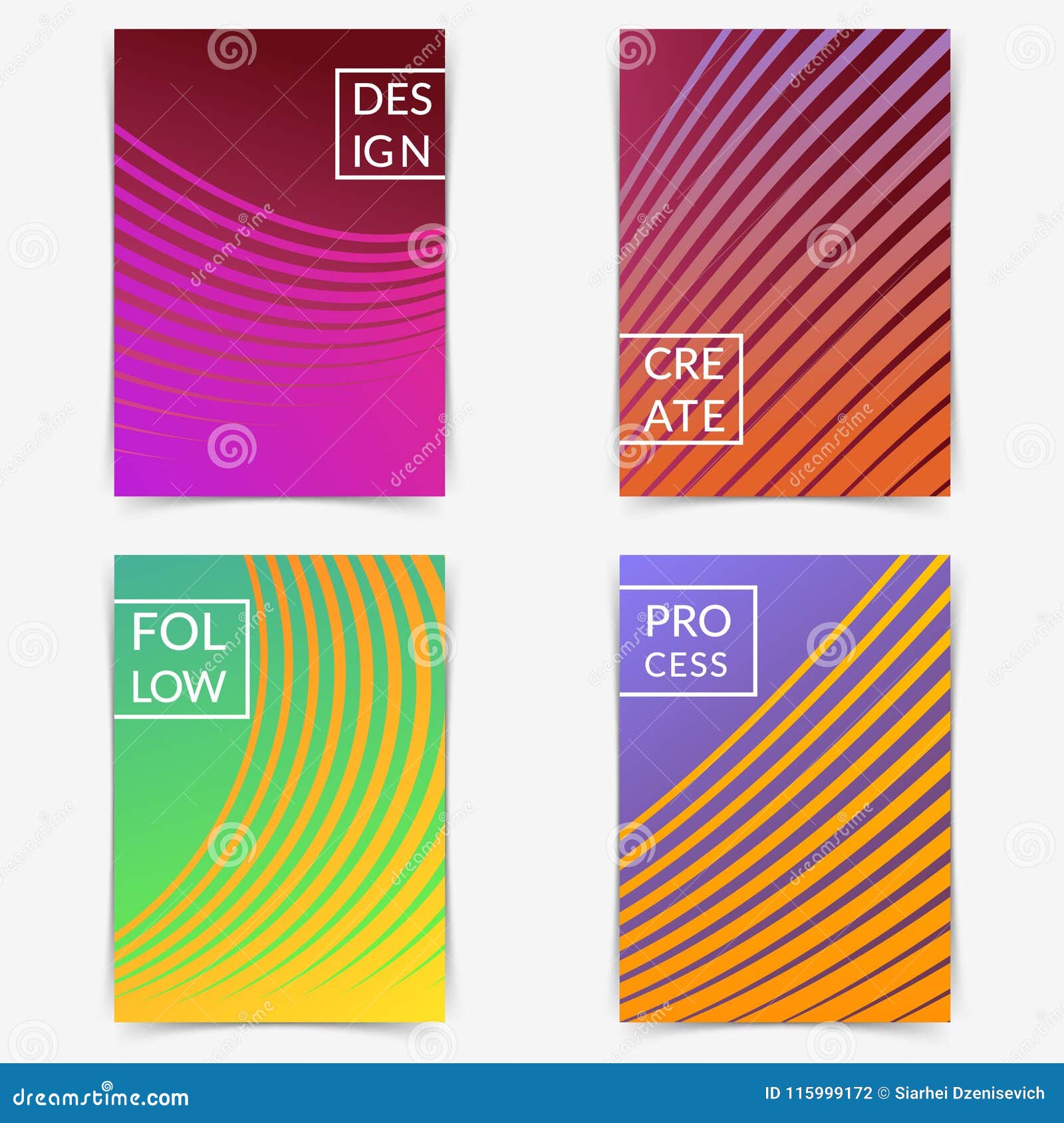 Thematical Bright Soft Mild Gradient Lines Folder Collection Stock ...