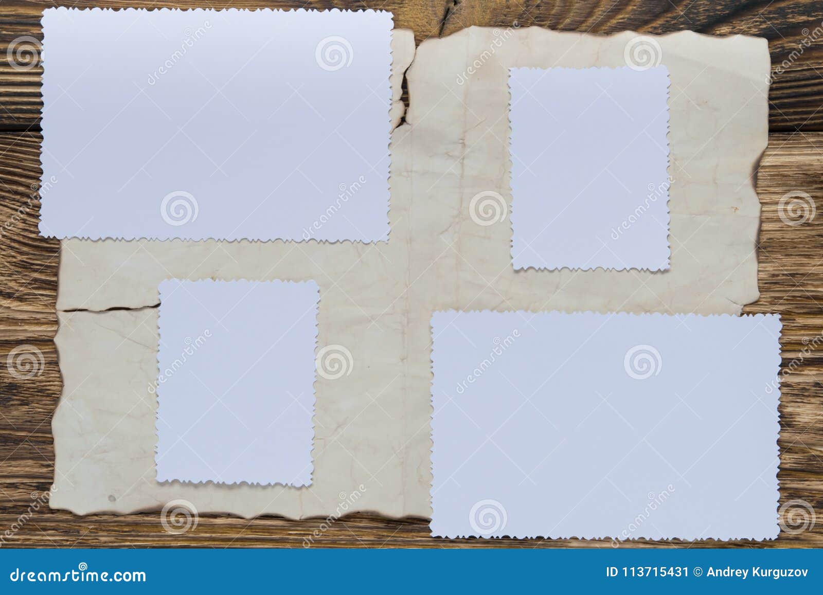 Theme for Four Photos on the Old Paper Stock Image - Image of border ...