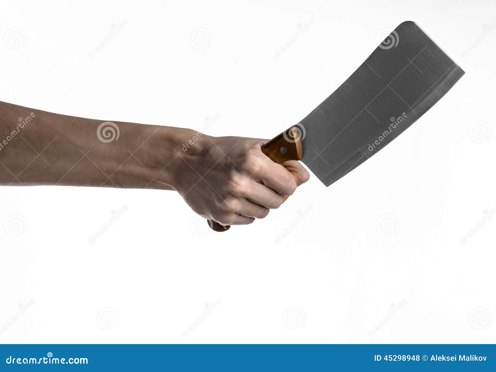 The Theme of the Kitchen: Chef Hand Holding a Large Kitchen Knife for ...