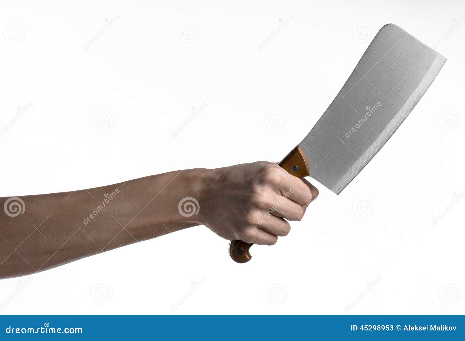 The Theme of the Kitchen: Chef Hand Holding a Large Kitchen Knife for ...