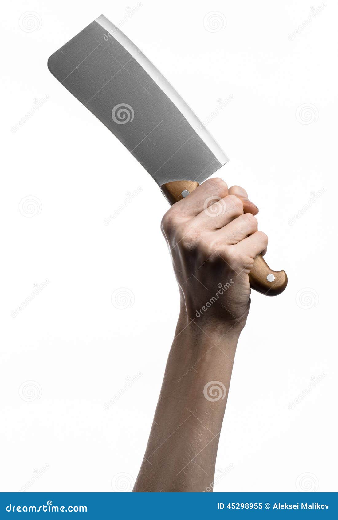 The Theme of the Kitchen: Chef Hand Holding a Large Kitchen Knife for ...