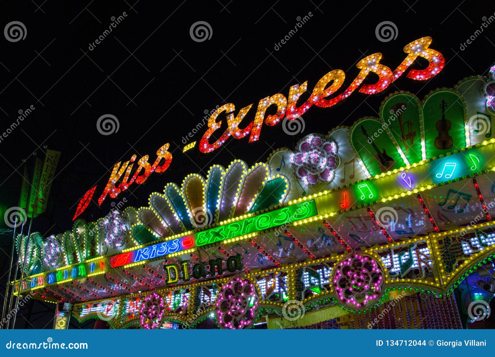 Theme Park, Funfair, Lights Editorial Stock Image - Image of clouds ...