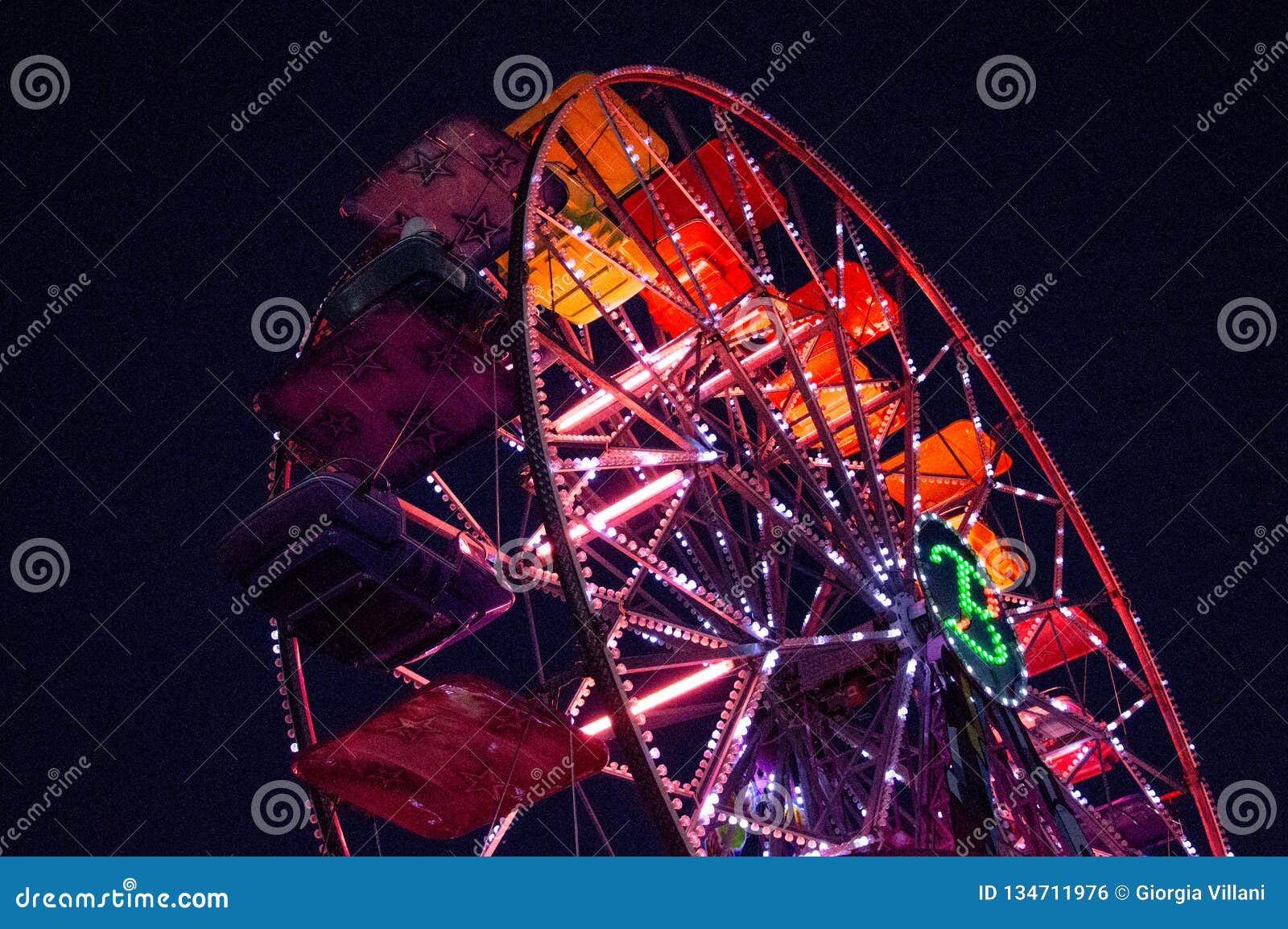 Theme Park, Funfair, Panoramic Wheel Stock Photo - Image of clouds ...
