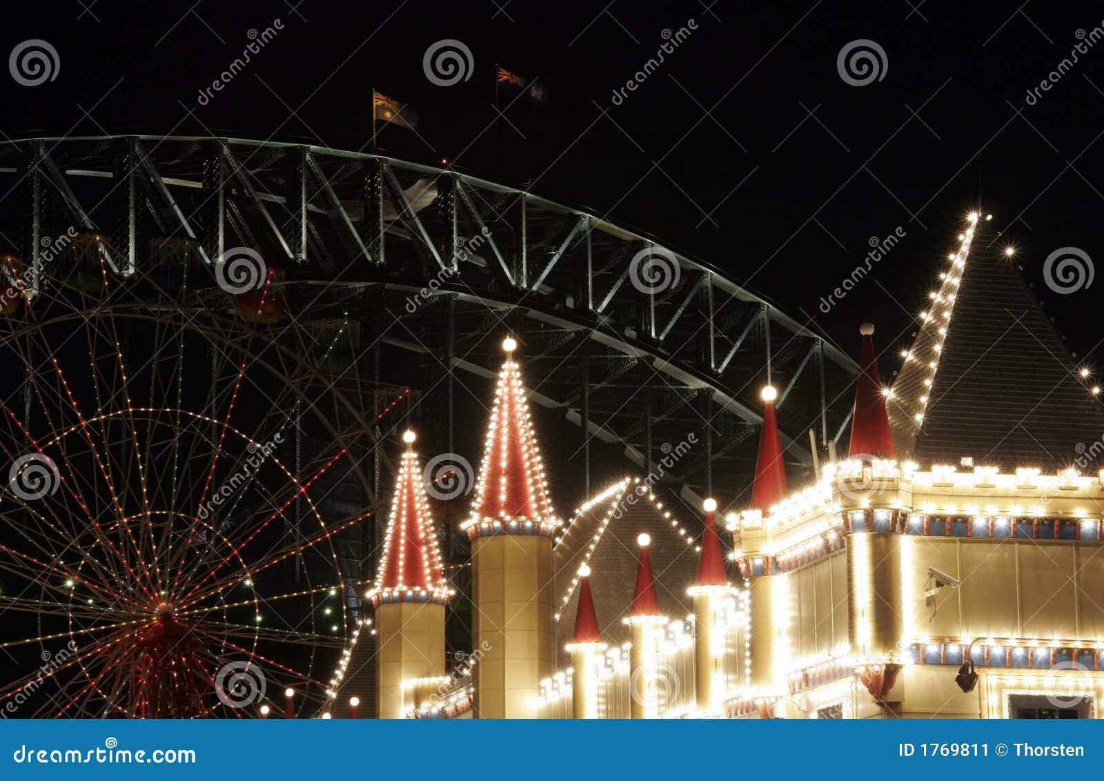 Theme Park at Night stock image. Image of landmark, outlook - 1769811