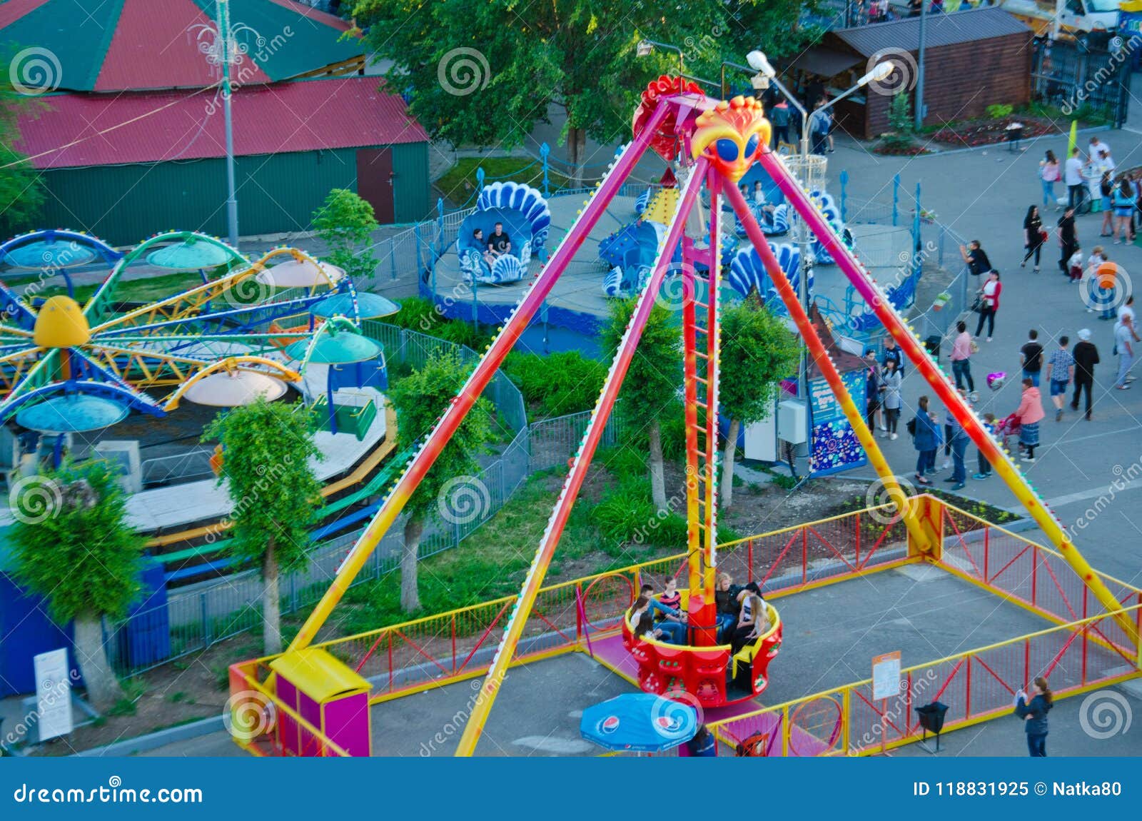 Amusement Park top view editorial image. Image of entertainment - 118831925