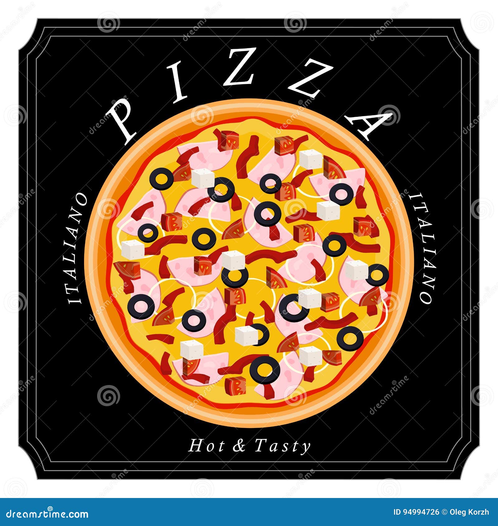 The theme pizza stock vector. Illustration of banner - 94994726