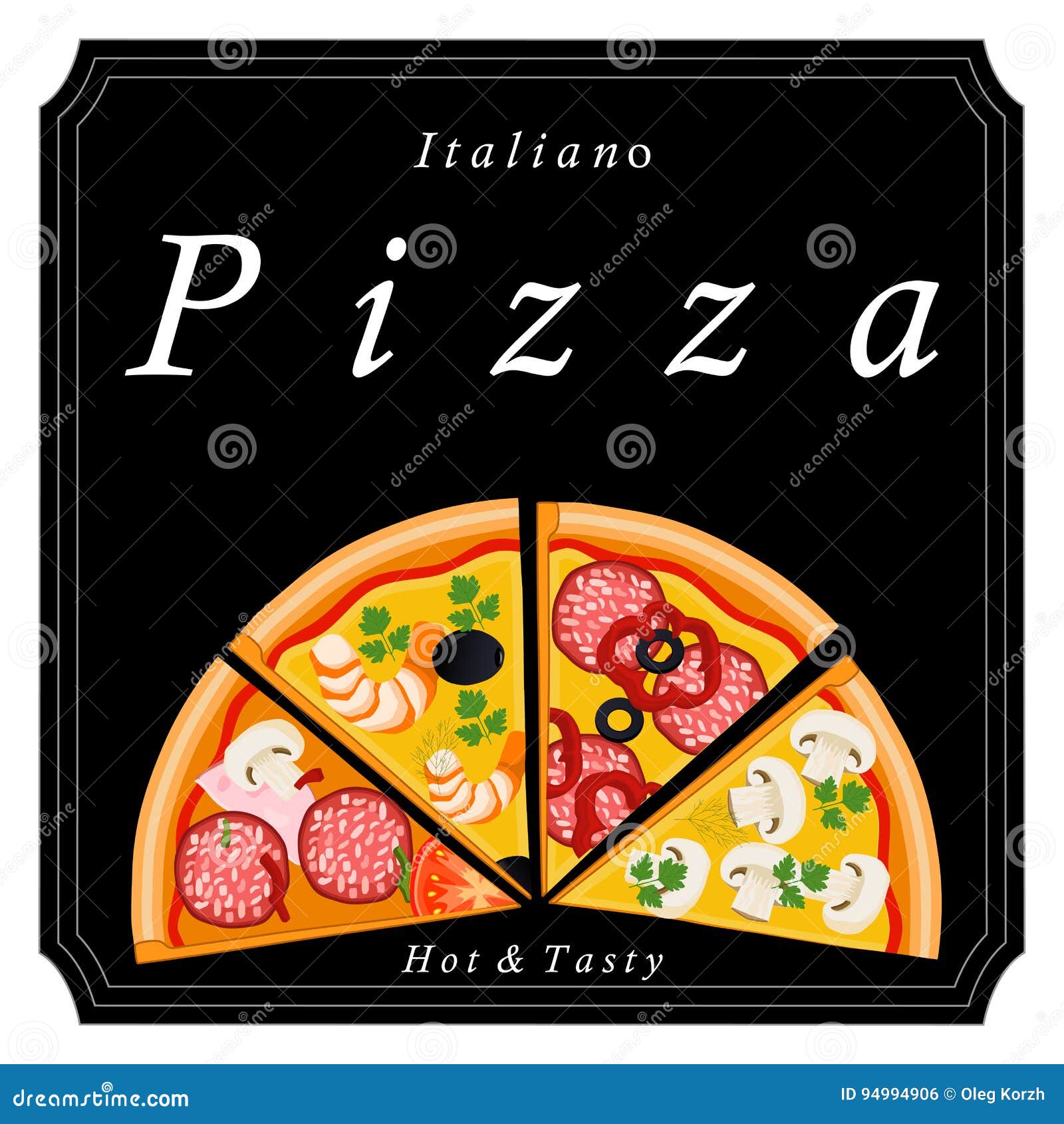 The theme pizza stock vector. Illustration of banner - 94994906