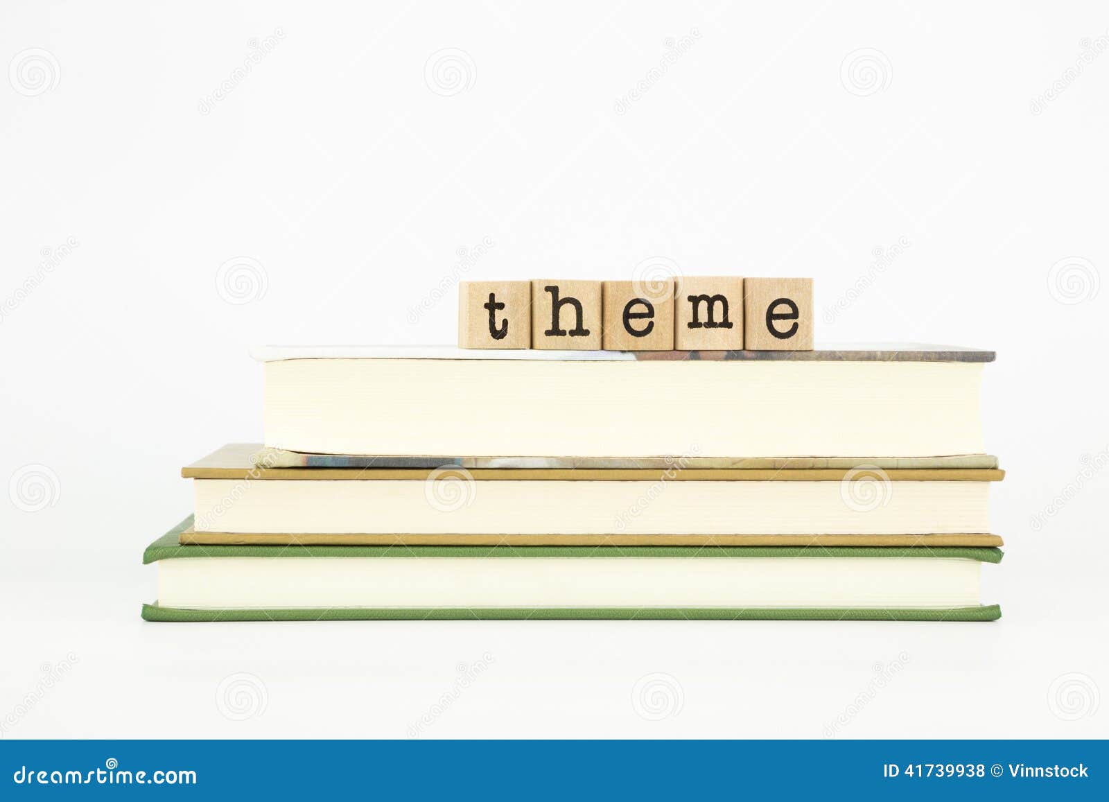 Theme Word on Wood Stamps and Books Stock Photo - Image of stack, major ...