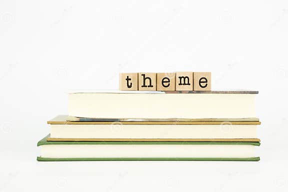 Theme Word on Wood Stamps and Books Stock Photo - Image of stack, major ...