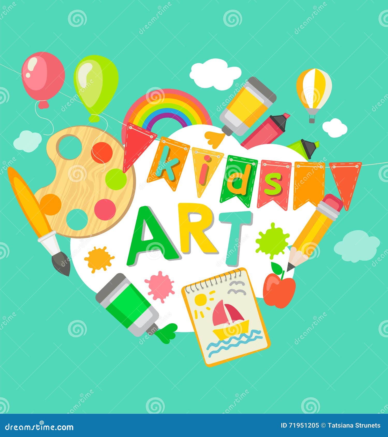 Themed Kids art poster. stock vector. Illustration of draw - 71951205