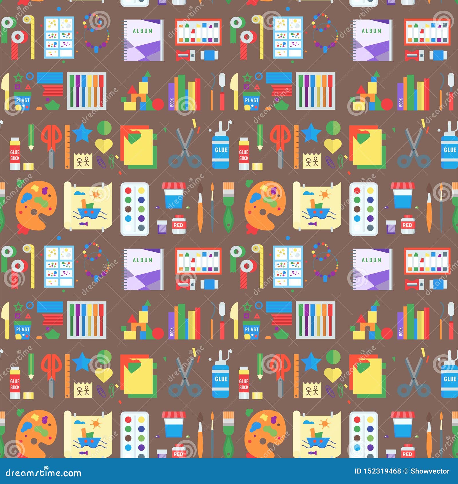 Themed Kids Creativity Creation Seamless Pattern Background Flat Style ...