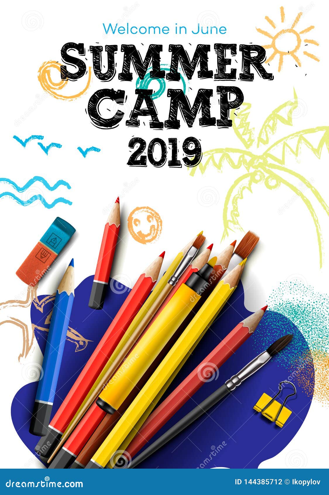 Themed Summer Camp Poster 2019, Creative and Colorful Banner, Vector ...