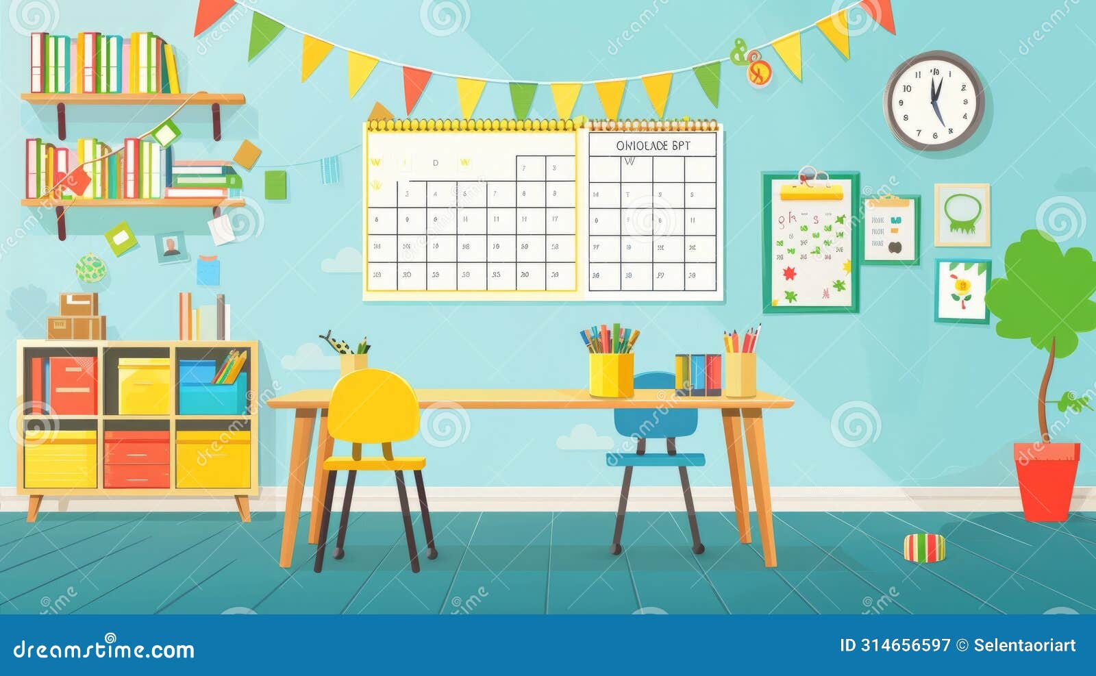 Themed Wall Calendars for Creative Classrooms Stock Illustration ...