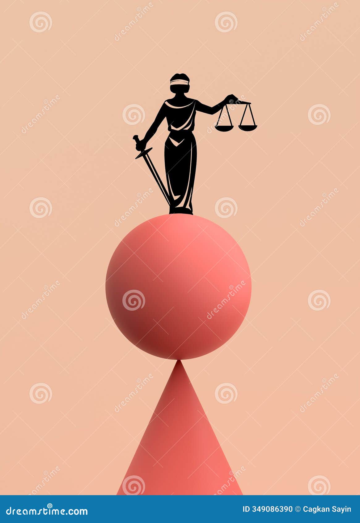 Themis Goddess of Justice Balancing on Unstable Shape Minimalist ...
