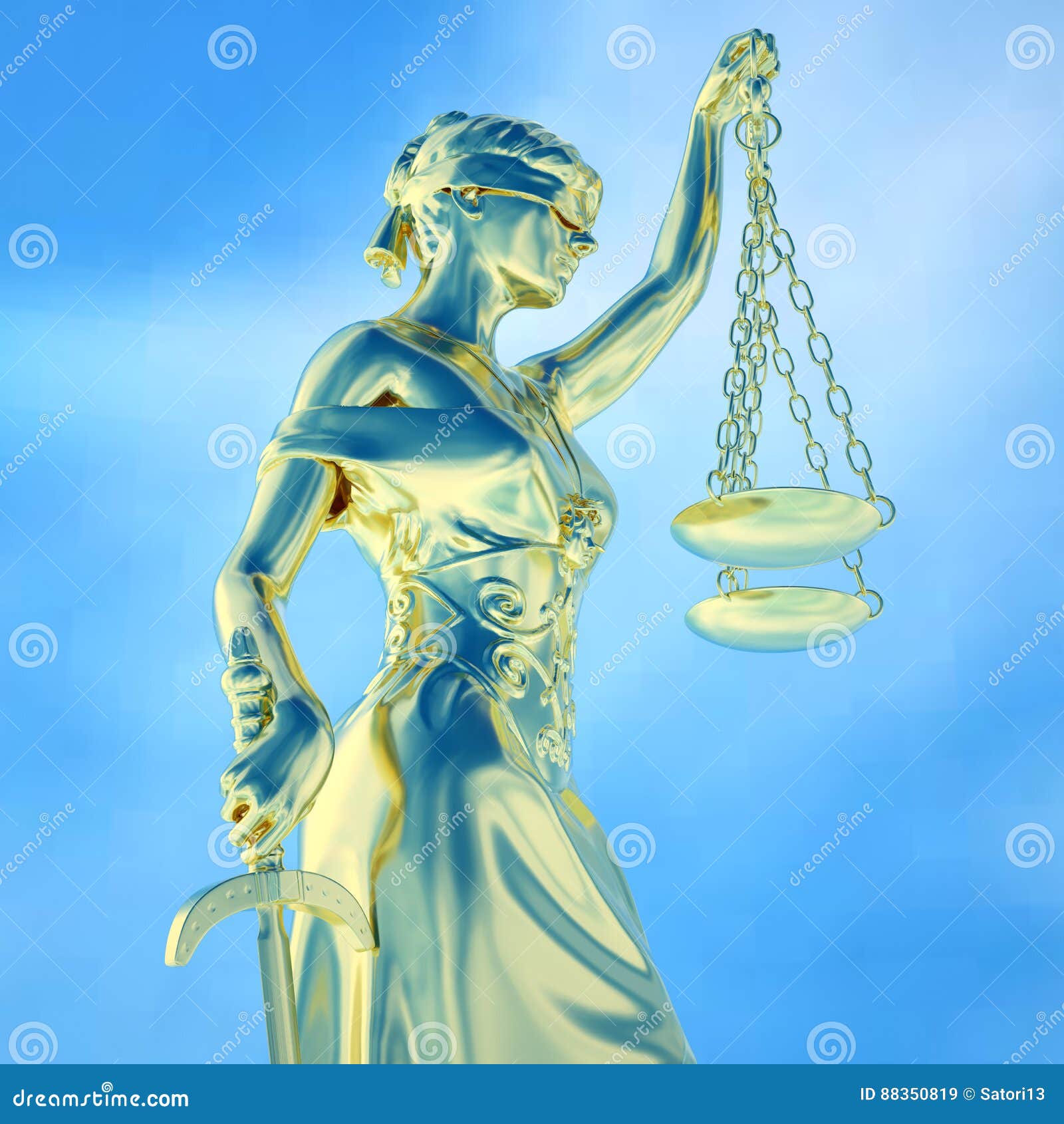 Themis with Scale and Sword 3d Rendering Stock Illustration ...