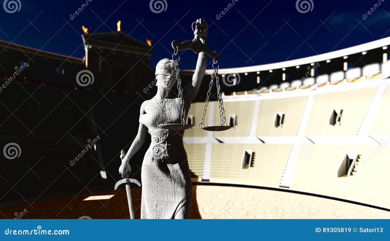 Themis with Scale and Sword 3d Rendering Stock Illustration ...