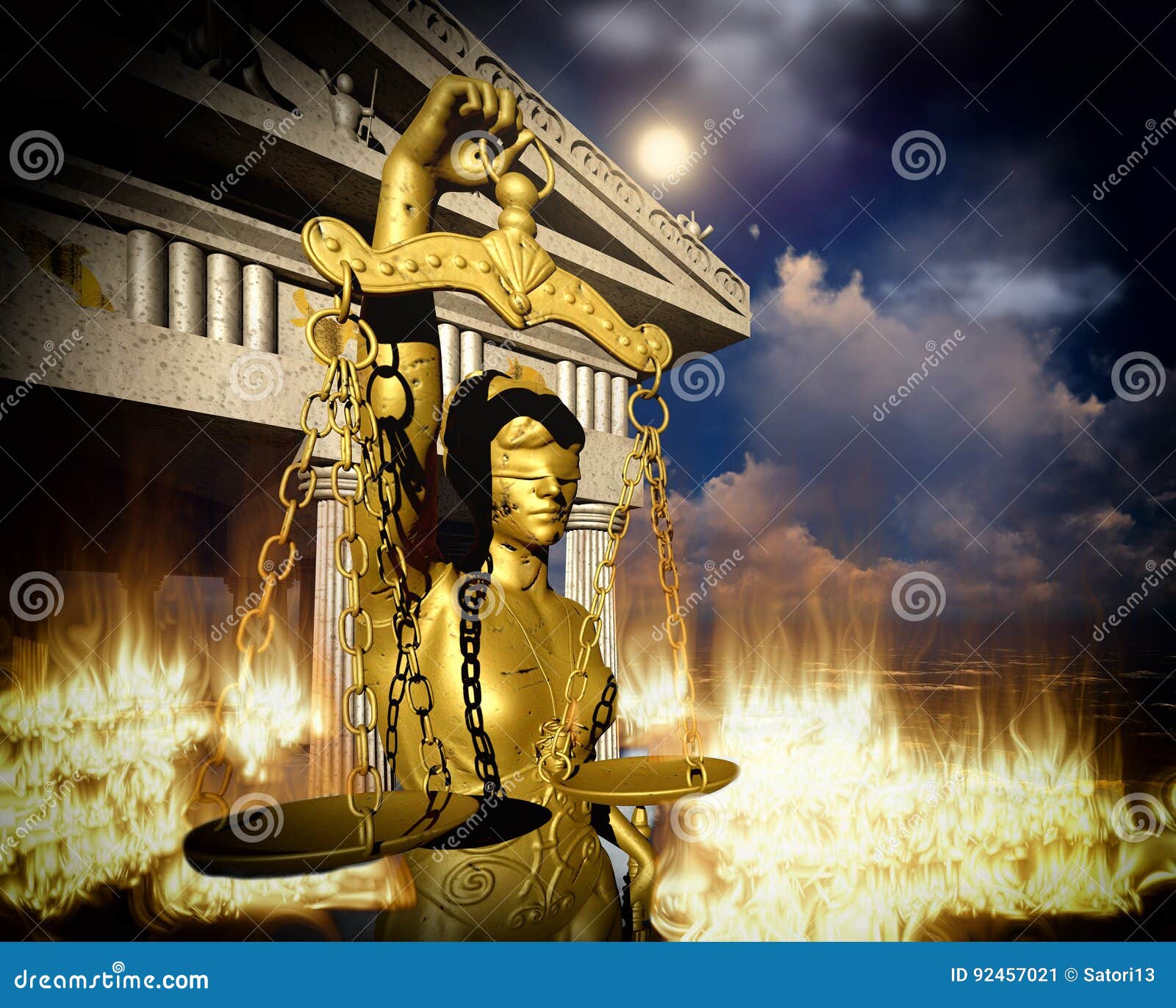 Themis with Scale and Sword 3d Rendering Stock Illustration ...
