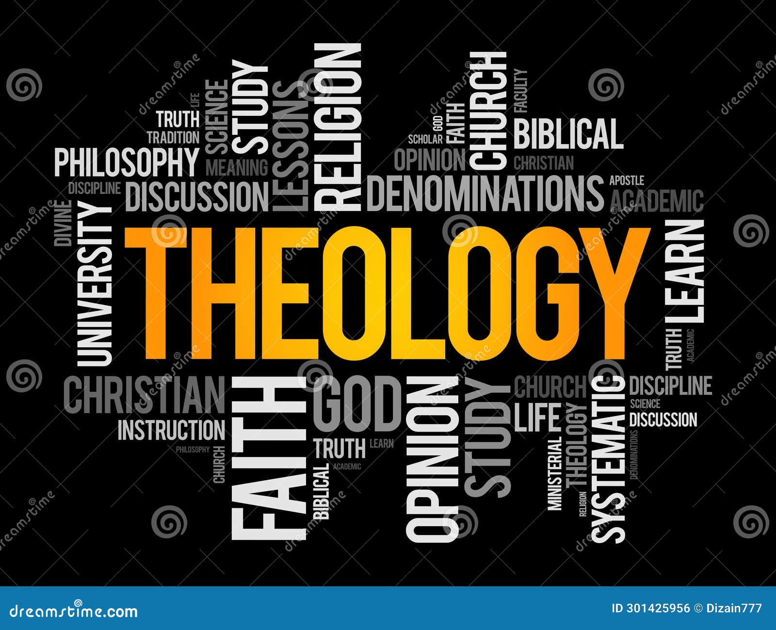 Theology Word Cloud Collage, Religion Concept Background Stock Photo ...