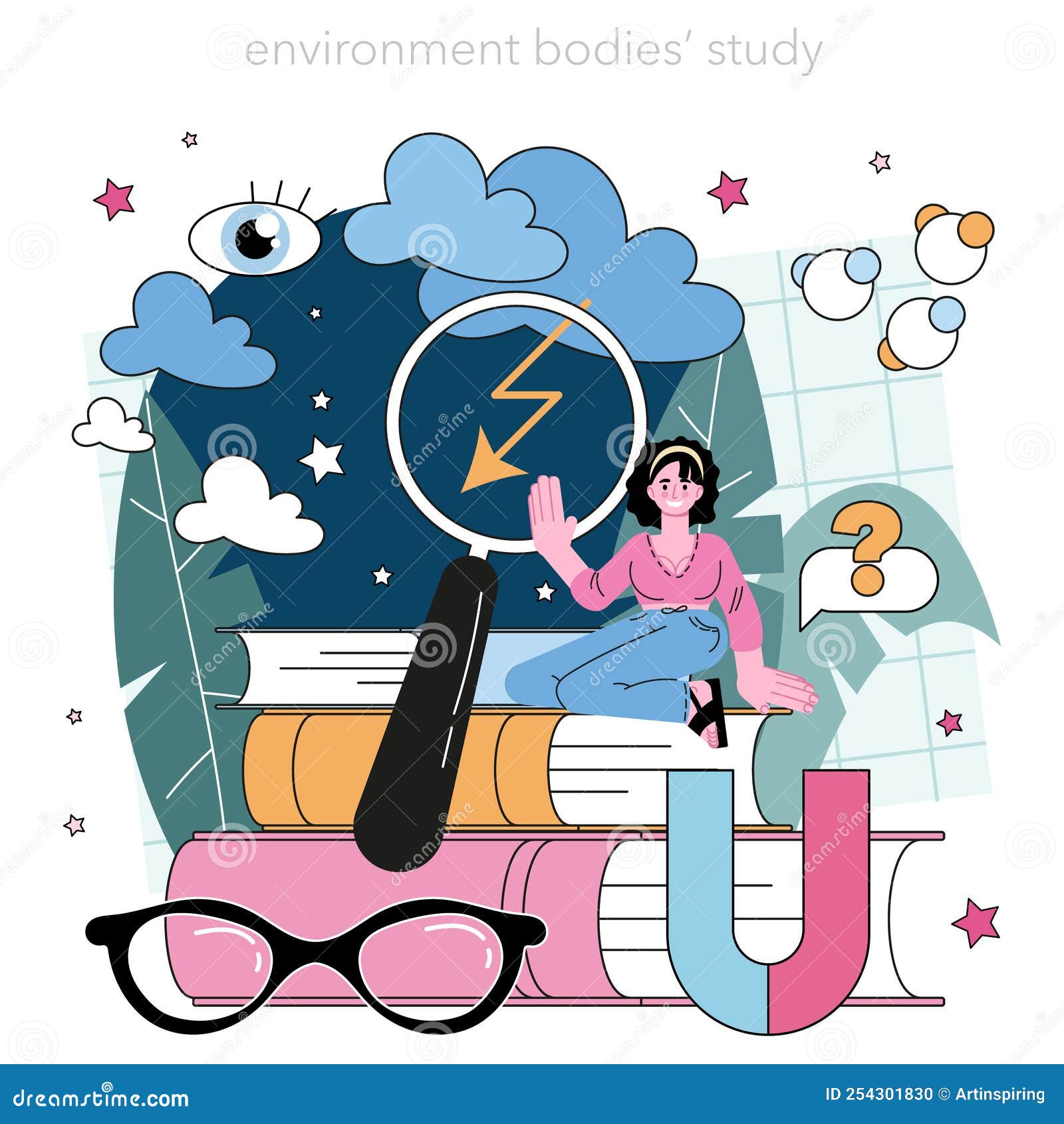 Physicist Concept. Scientist Explore Electricity, Magnetism, Light Wave ...