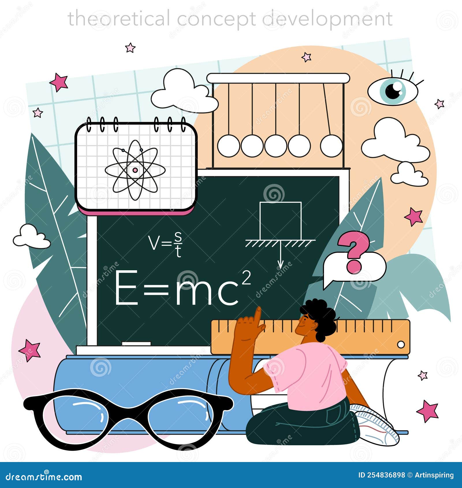 Physicist Concept. Scientist Explore Electricity, Magnetism, Light Wave ...