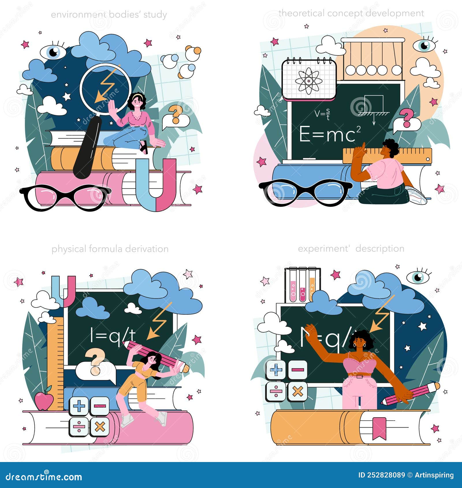 Theoretical Physicist Concept Set. Physicist Explore Electricity ...