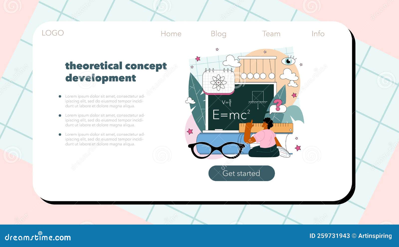 Theoretical Physicist Web Banner or Landing Page. Physicist Explore ...