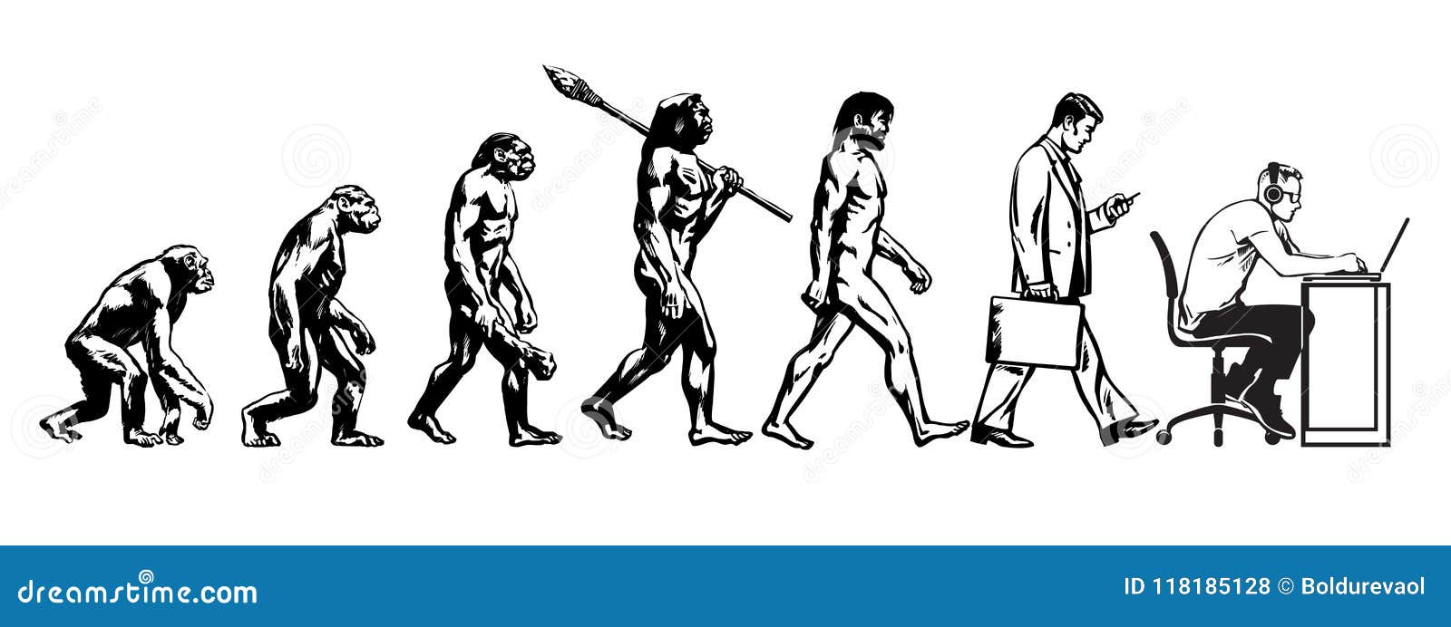Silhouette Of Theory Of Evolution Of Man Vector Illustration ... Silhouette Of Theory Of Evolution Of Man Vector Illustration ...