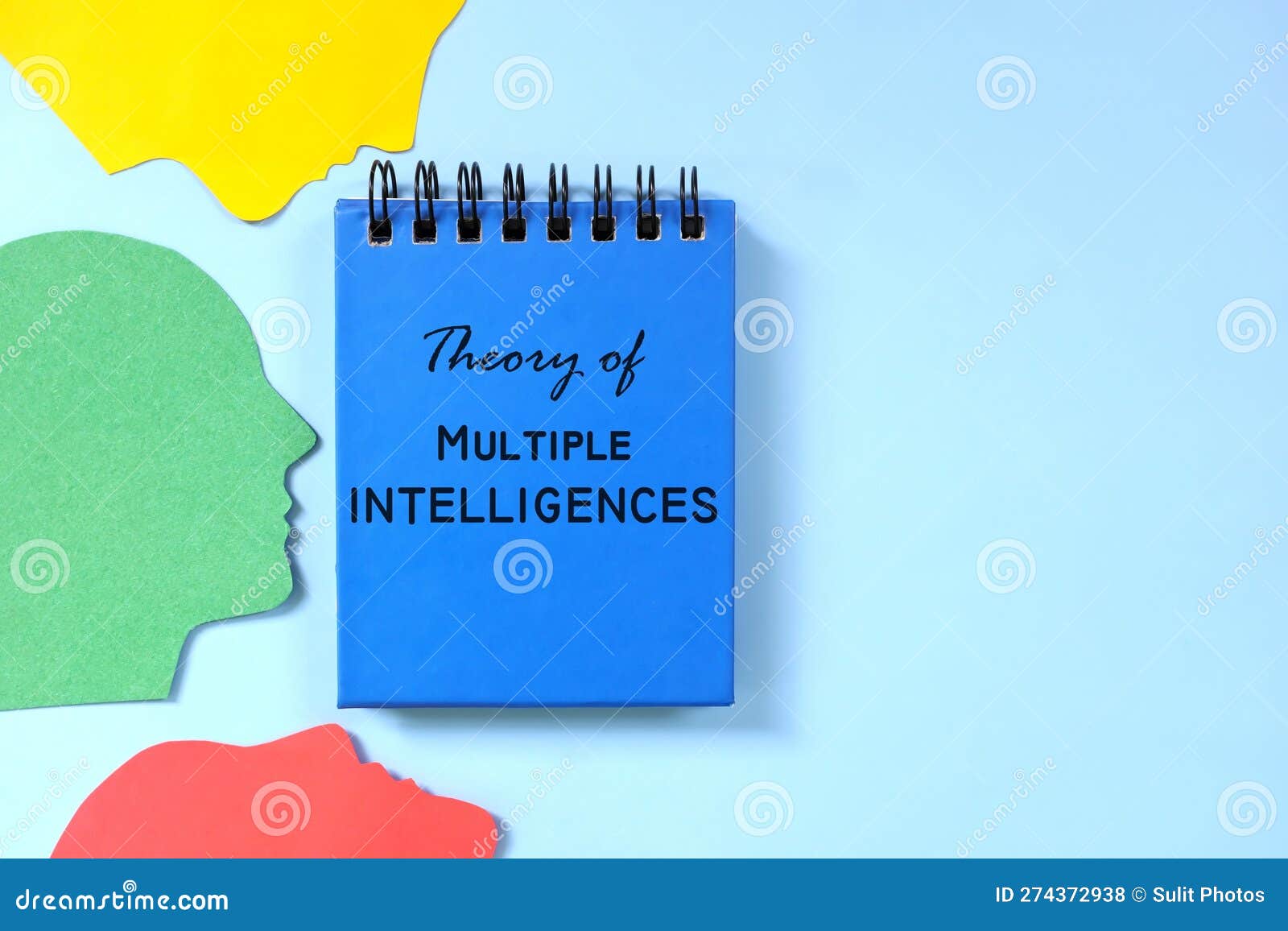 Theory Of Multiple Intelligences Concept Word Written On Blue Notepad With Human Head Profile