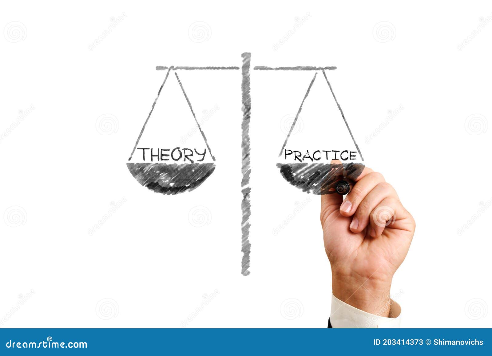 Theory And Practice. Notepad On A Dark Background Stock Image ...