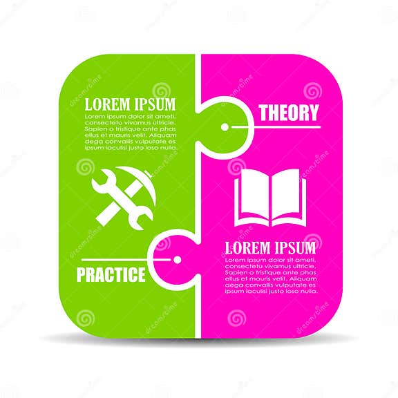 Theory vs practice stock vector. Illustration of jigsaw - 76041371