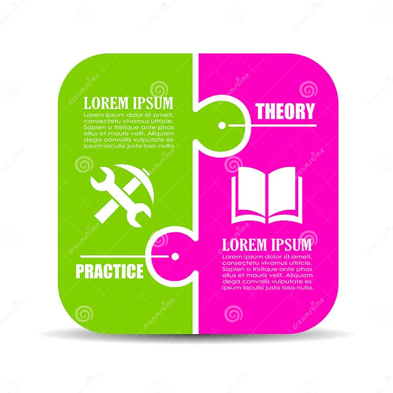 Theory vs practice stock vector. Illustration of jigsaw - 76041371
