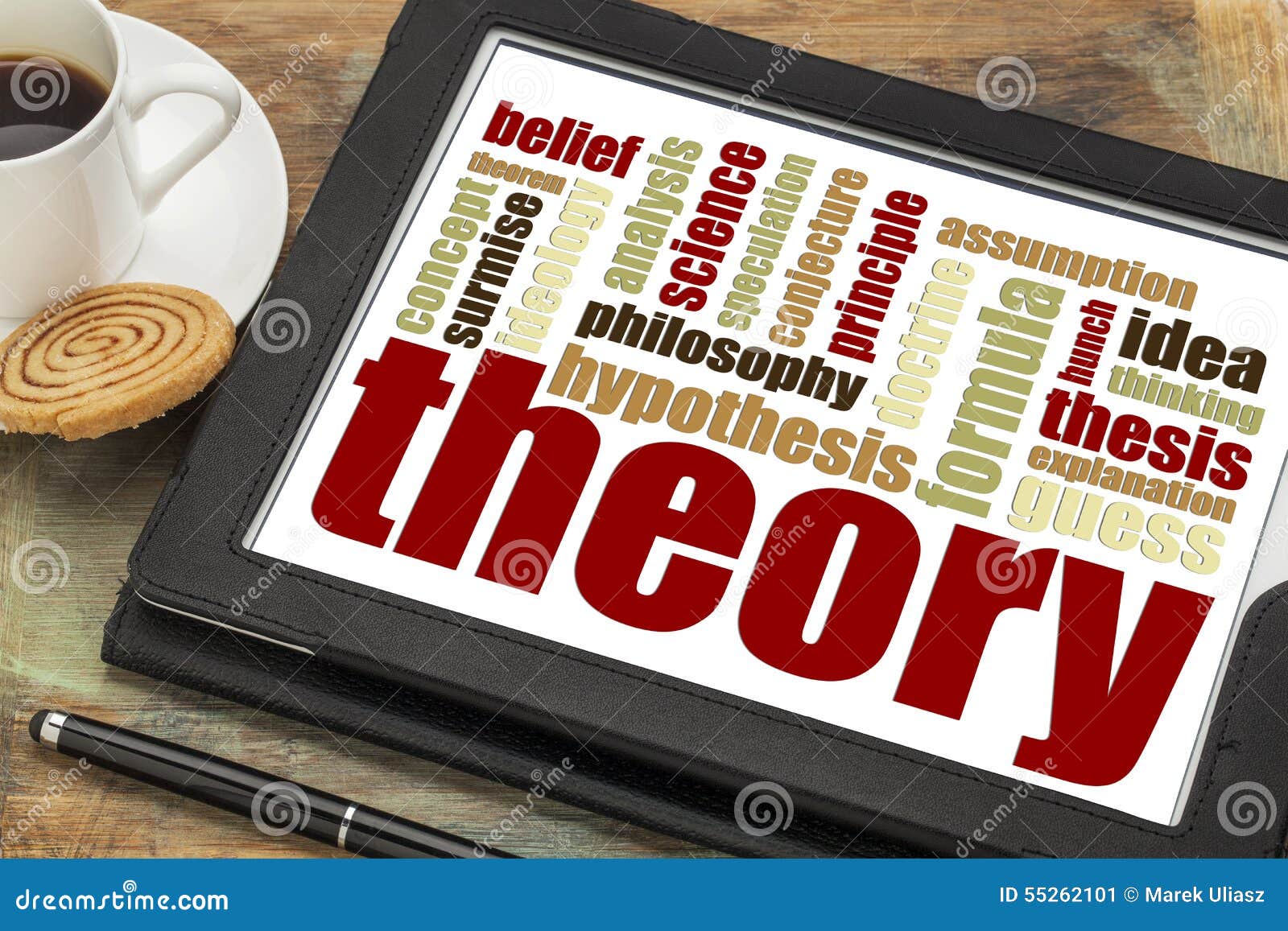 Theory Word Cloud on Digital Tablet Stock Image - Image of doctrine ...