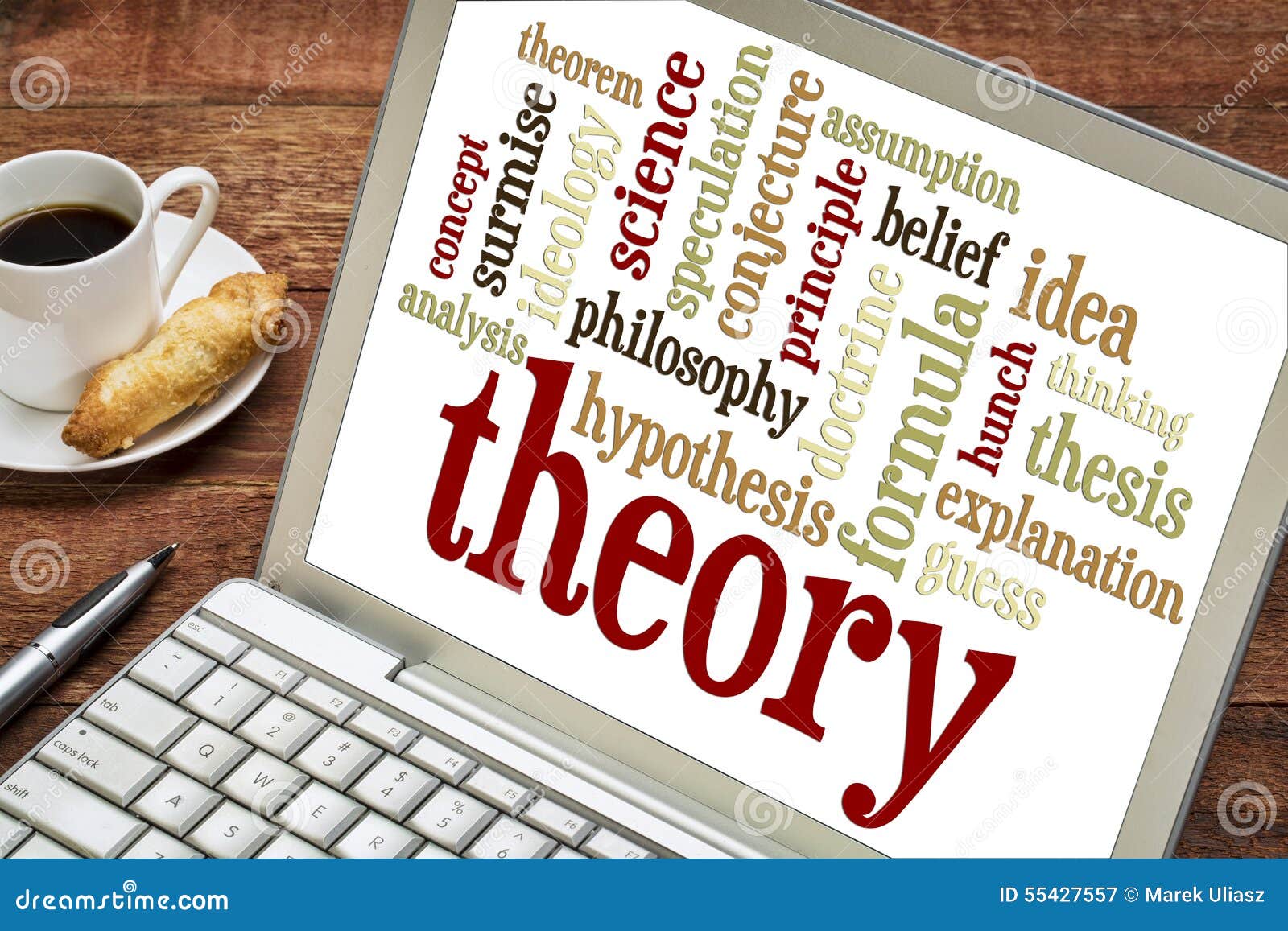 Theory Word Cloud on Laptop Computer Stock Image - Image of hunch ...
