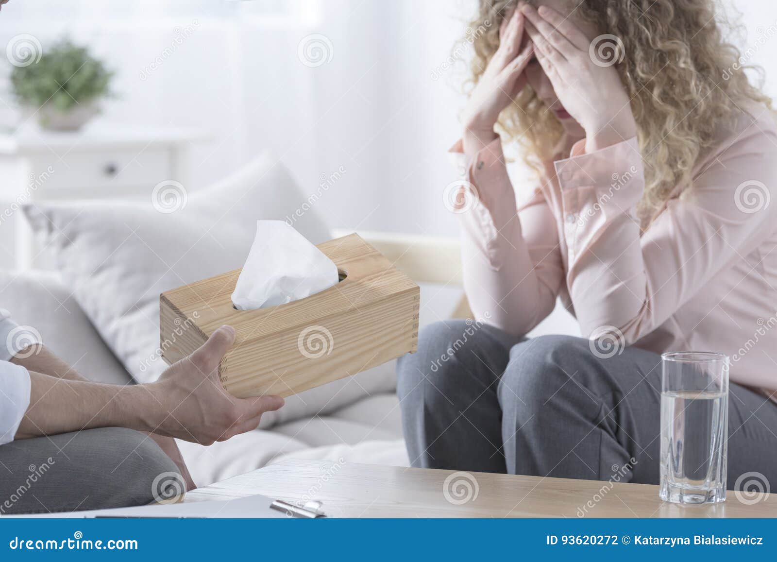 Therapist Giving Tissues To Patient Stock Photo - Image of breakdown ...