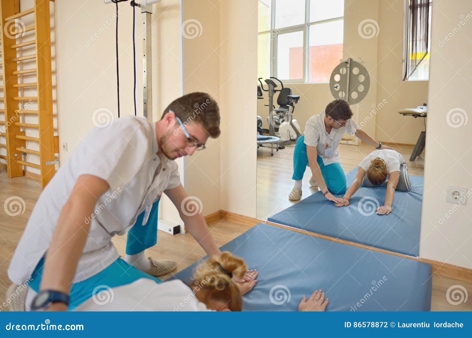 Therapist Kinetotherapy and Pacient Stock Photo - Image of fitness ...