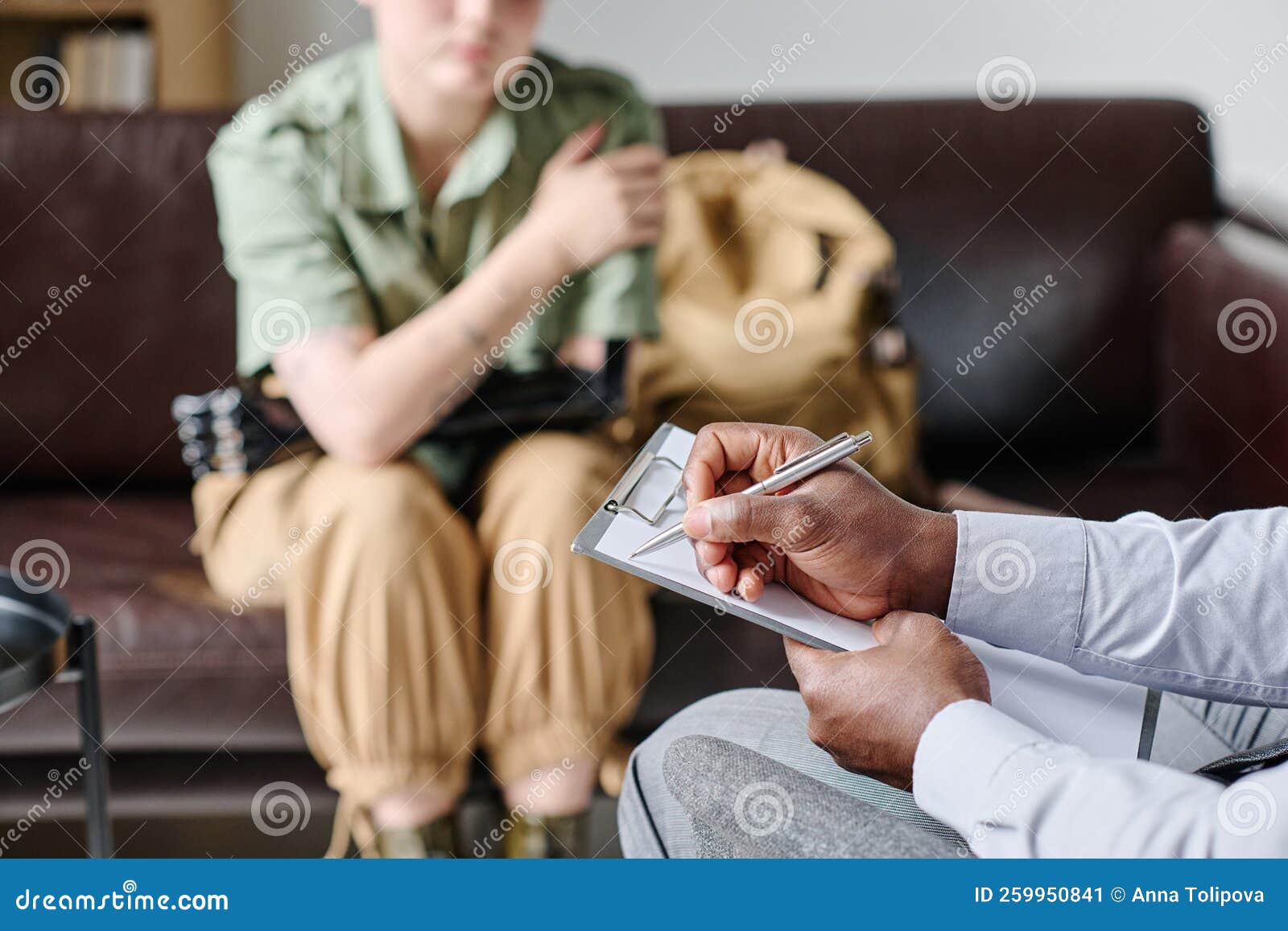 Therapist Making Notes while Talking To Patient Stock Image - Image of ...