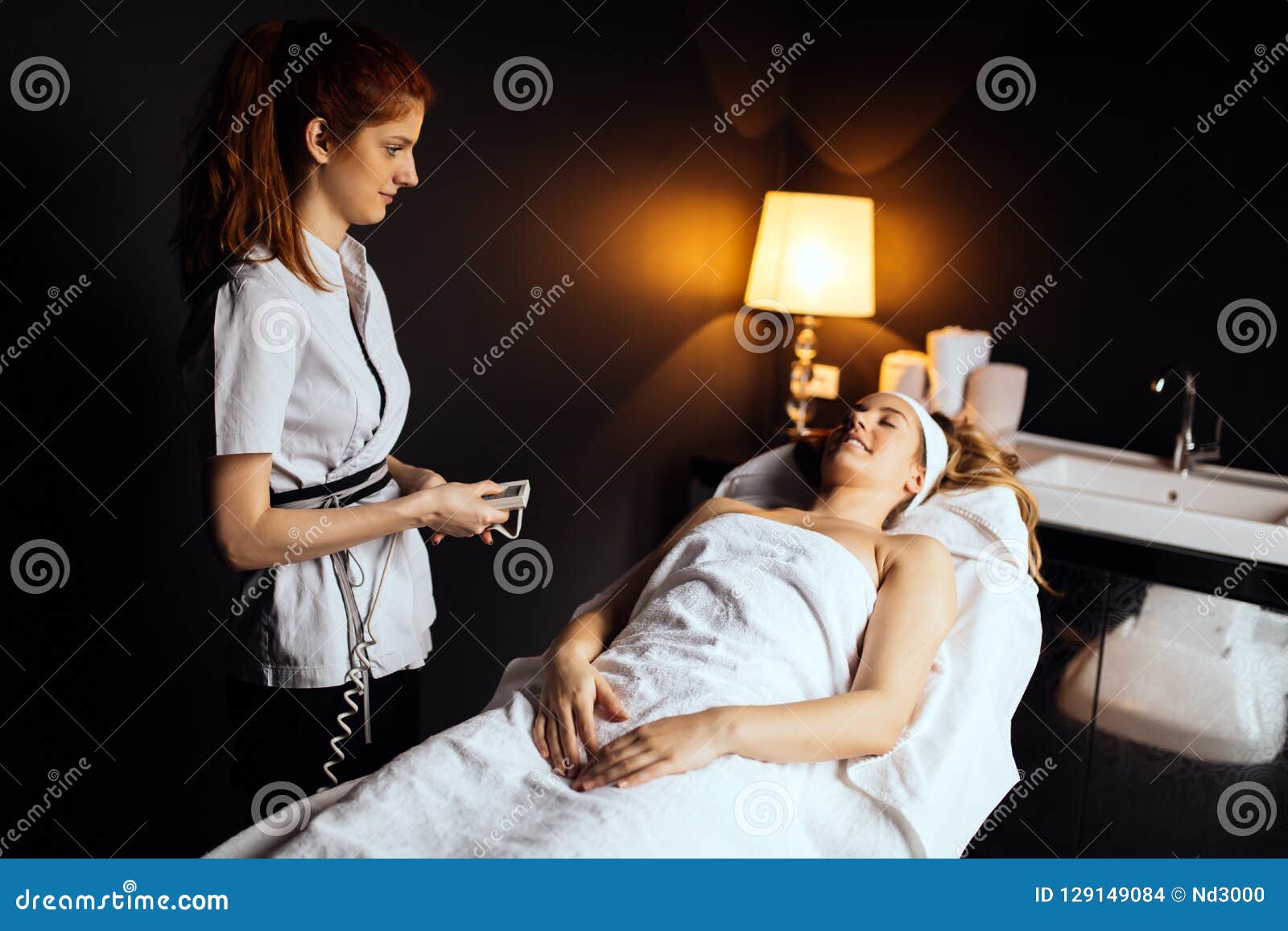 Therapist Preparing To Treat Client Stock Photo - Image of relaxation ...