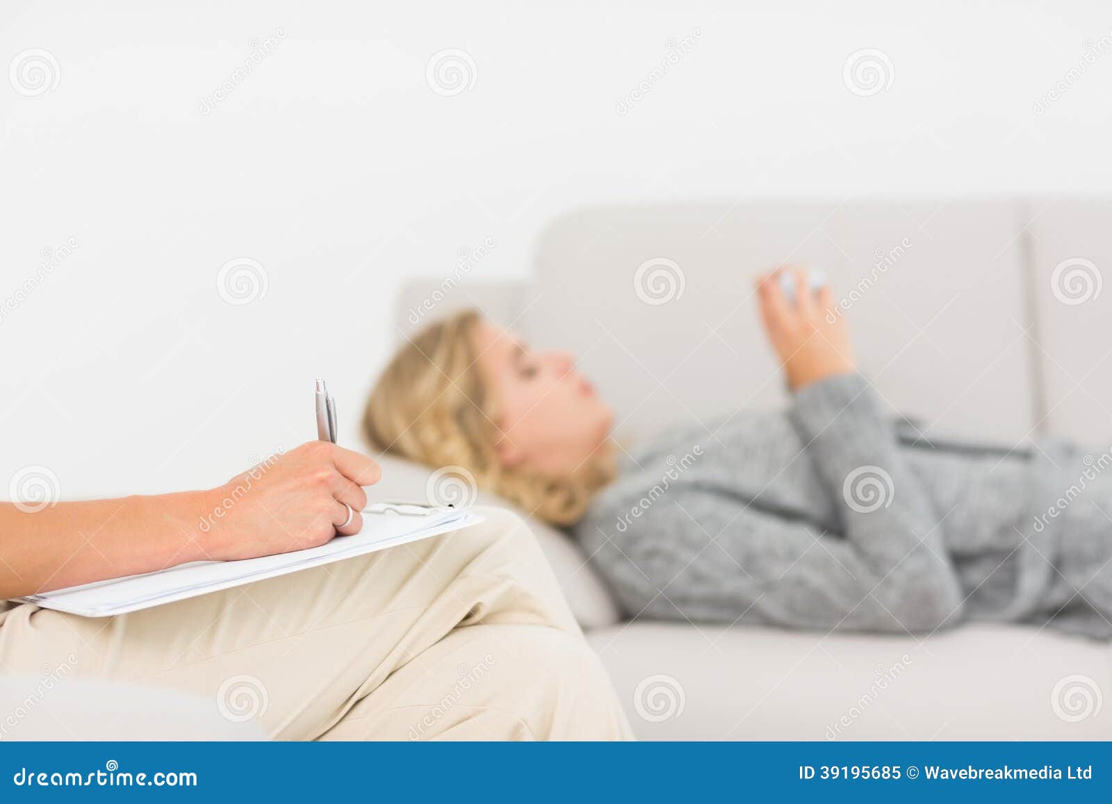 Therapist Taking Notes on Her Patient on the Sofa Stock Image - Image ...