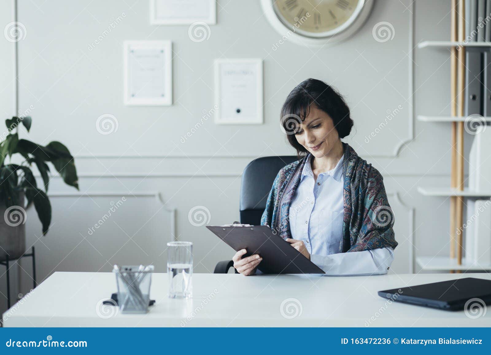 Therapist Working at the Desk in Office Stock Photo - Image of ...