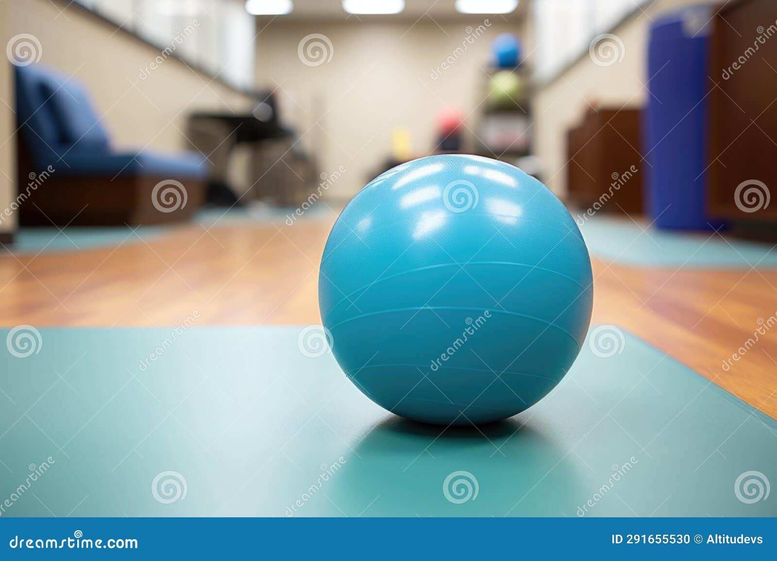 Therapy Ball on a Physical Therapy Mat Stock Photo - Image of injury ...