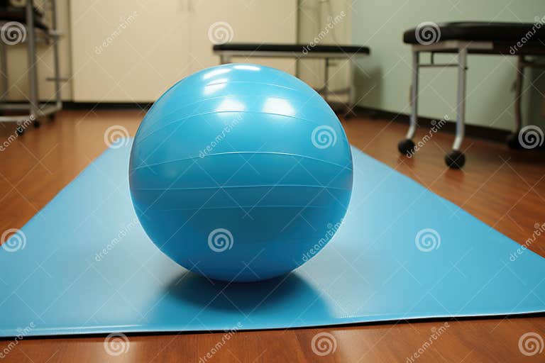Therapy Ball on a Physical Therapy Mat Stock Photo - Image of fitness ...
