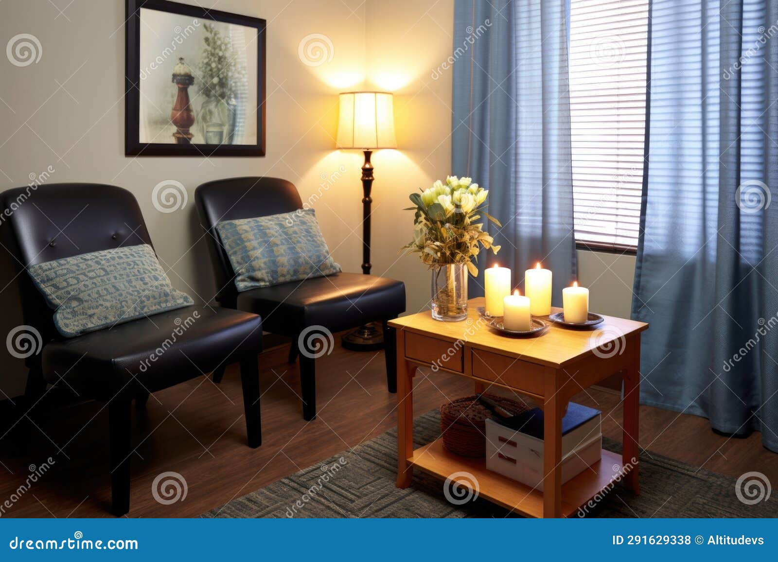 A Therapy Room with Comfortable Chairs and a Small Table with Pamphlets ...