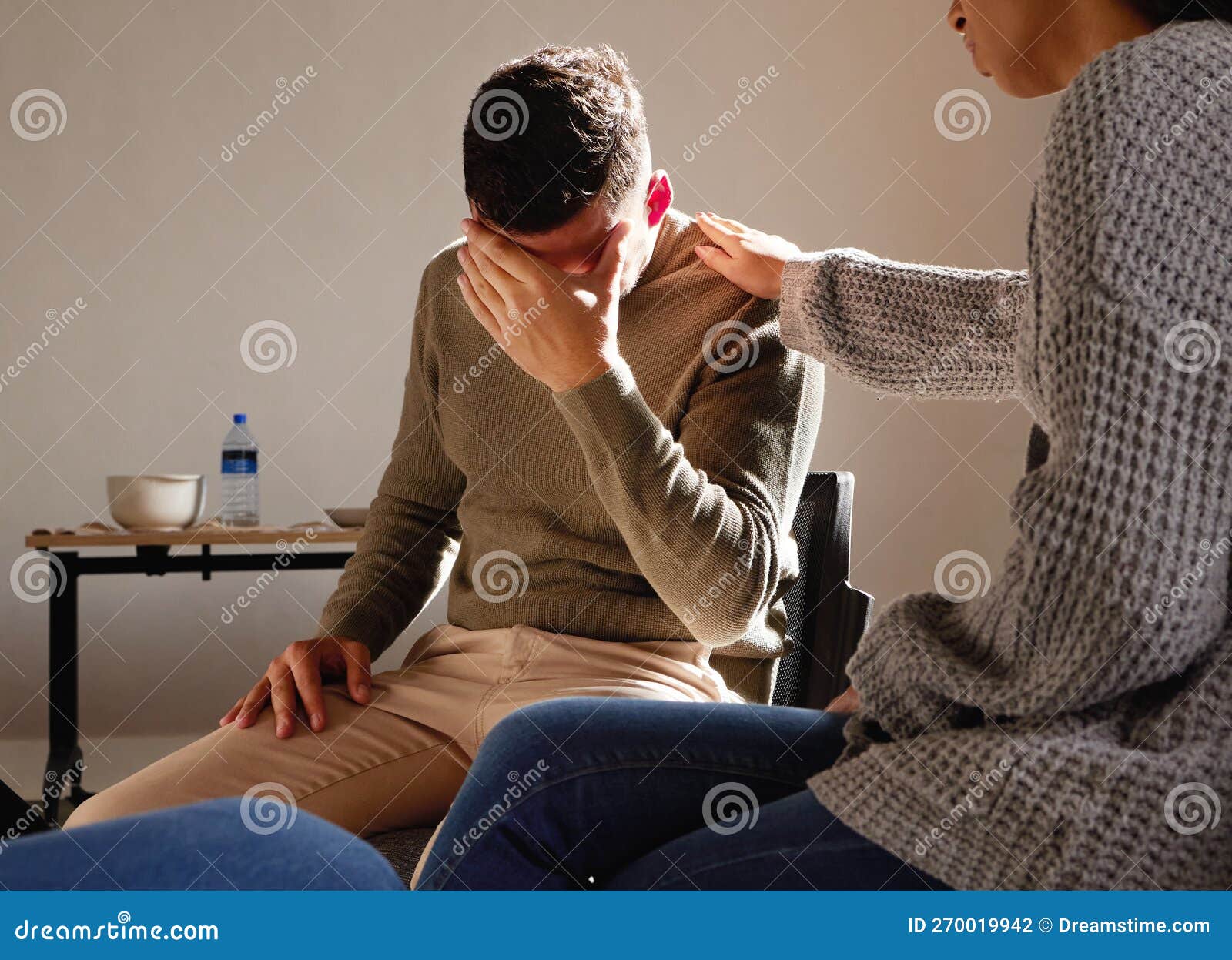 Therapy, Support and Crying Man with Empathy, Psychology Help and ...