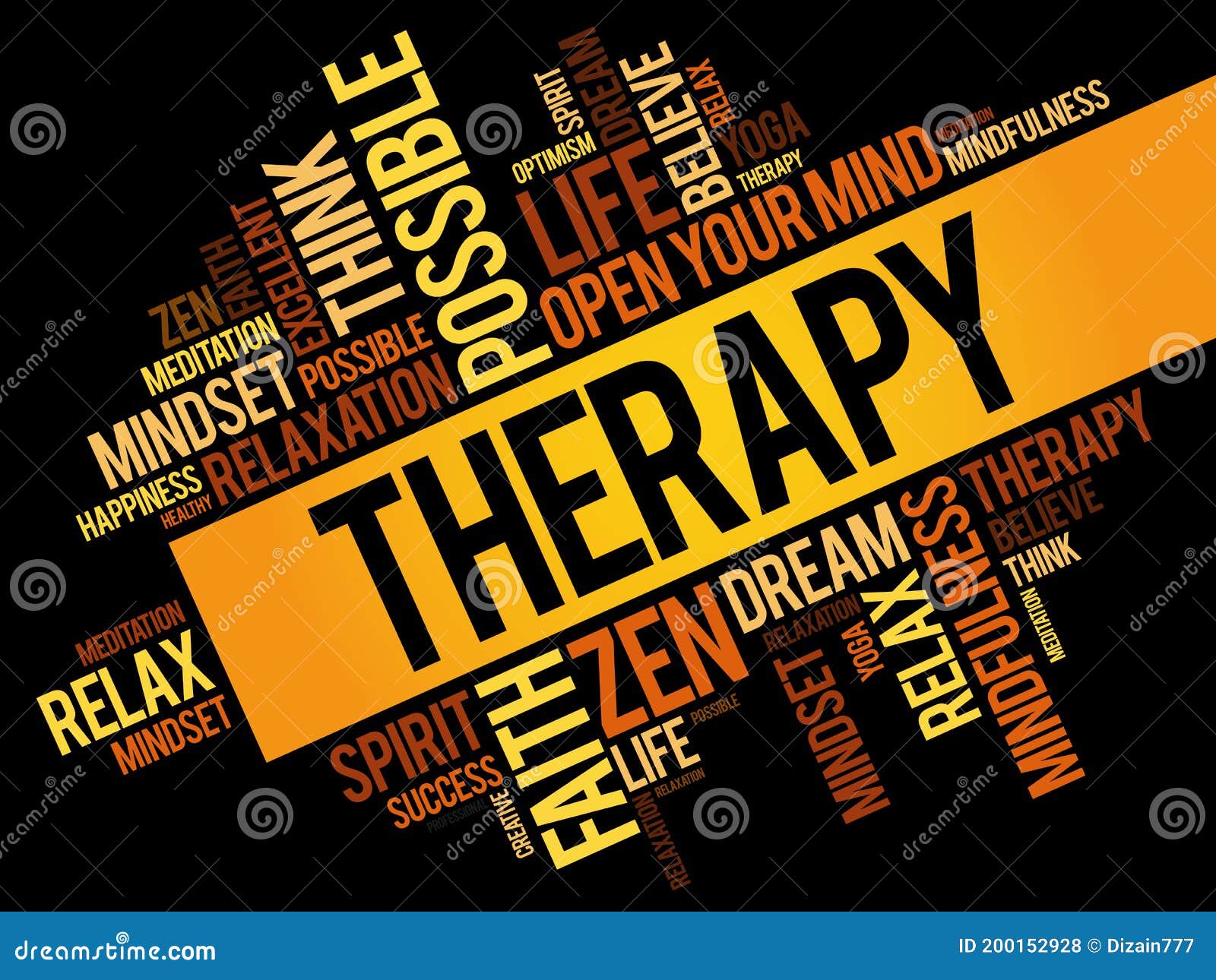 Therapy word cloud collage stock illustration. Illustration of help ...