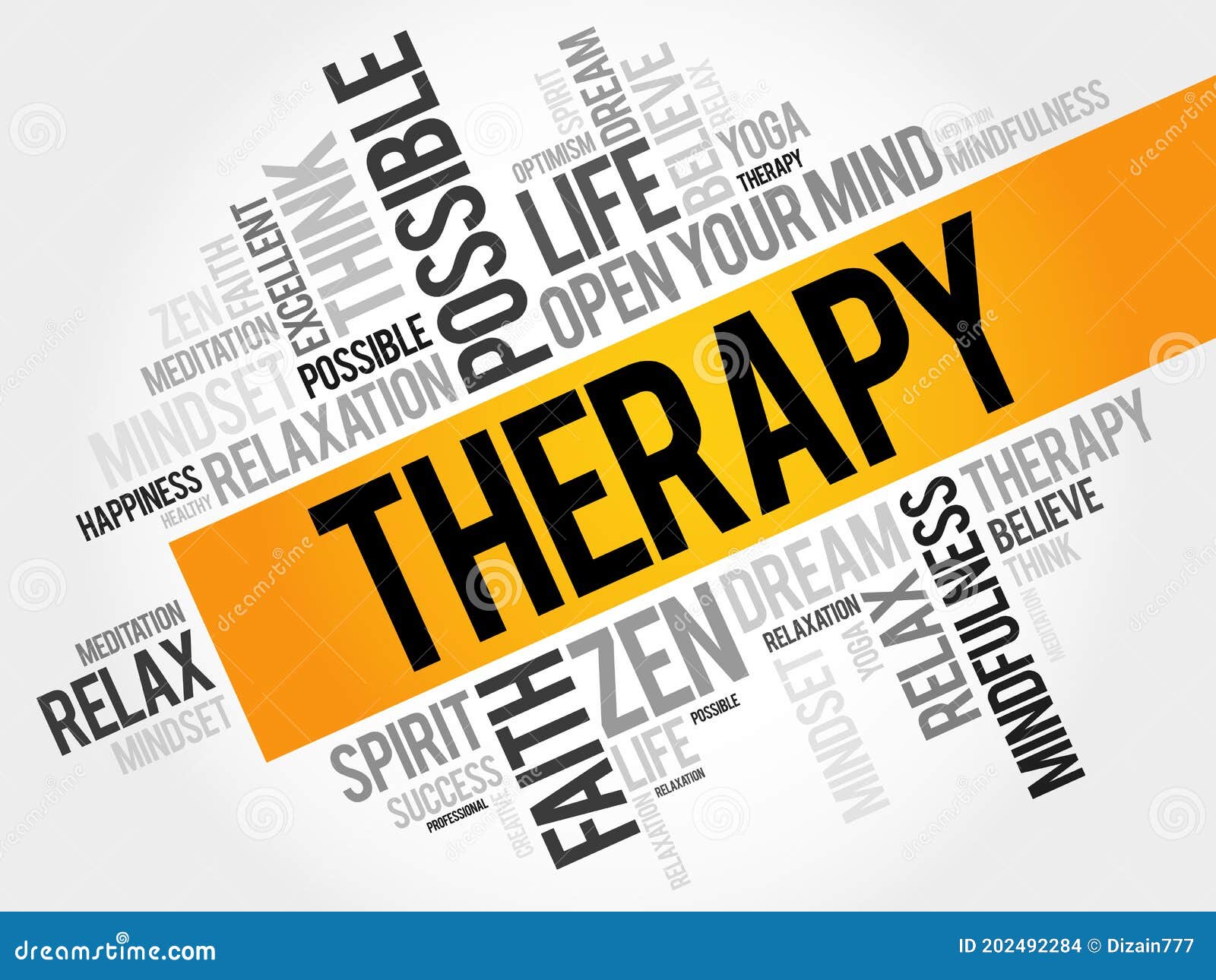 Therapy word cloud stock illustration. Illustration of background ...